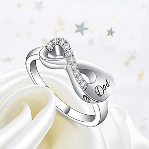 Yinplsmemory Cremation Jewelry Infinity Love Cremation Ring for Ashes Stainless Steel Hold Loved Ones Ash Keepsake Finger Ring Urn Locket Memorial Jewelry for Women Girl (Dad, 9)