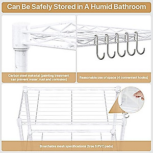 NATRKE 6-Tier Storage Shelf Wire Shelving Unit, Adjustable Heavy Duty Storage Shelves for Kitchen Organization, with Leveling Feet, White (21.26 Lx12 Wx69 H)