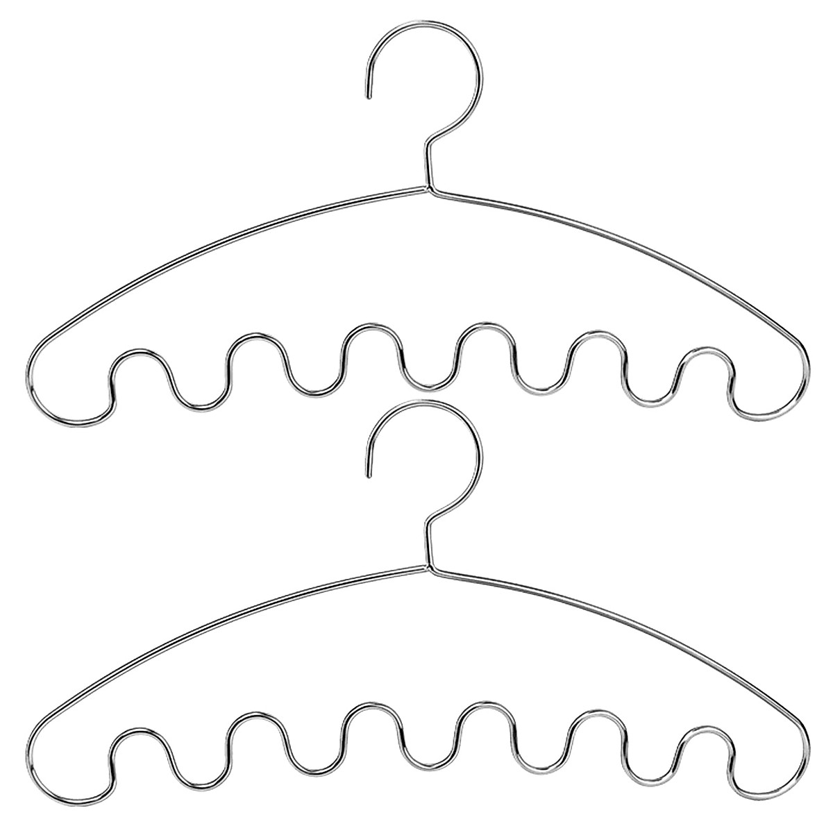 【Pack of 2】 Waikas Clothes Hangers with 7 Wave Grooves, 304 Stainless Steel, for Bras Suspenders Vests Ties Swimwear