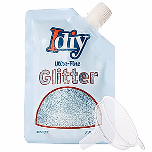 iDIY Ultra Fine Glitter (100g, 3.5 oz Pouch) w Easy-Pour Bag & Funnel- Steel Blue Extra Fine-Non-Toxic, DIY Arts & Crafts, School Projects, Festivals, Sparkle Decorations, Resin, Gift, Summer Camp