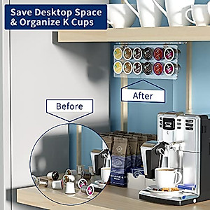 AITEE Acrylic Under Cabinet Coffee Pod Holder for K Cups, Clear K Cup Coffee Pod Holder, SpaceSaving Under Counter Cabinet Coffee Pod Holder for 12 K Cup Coffee Pods in Office and Kitchen K Cup