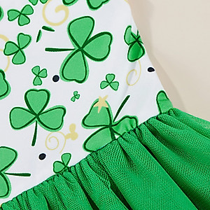 fyclemt Toddler Baby Girls St.Patrick´s Day Outfit Ruffle Short Sleeve Tutu Dress Clover Tulle Skirt Princess Sundress Clothes Set (Clover Print, 2-3T)
