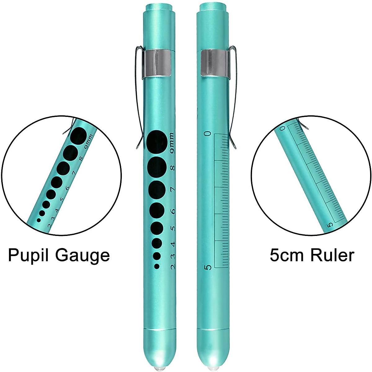 AOICRIE Diagnostic Medical Penlight, Mini Reusable LED Penlight Flashlight Pen Torch, Torch Doctor Nurse Emergency Pen Light with Pupil Gauge and Ruler
