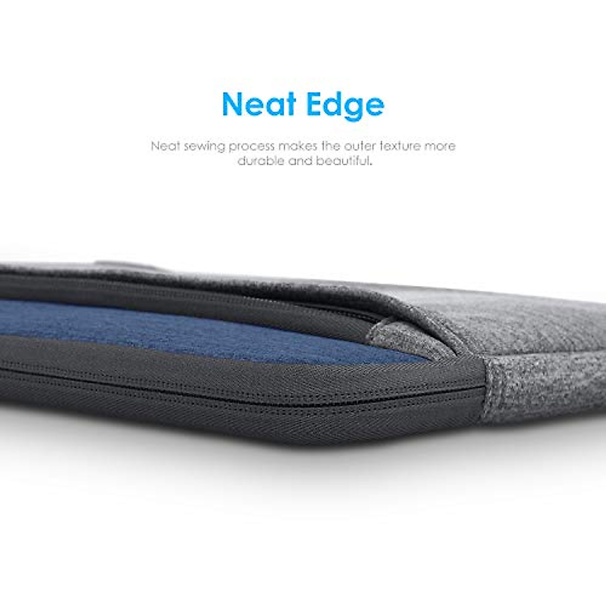 LENTION Water Repellent Fabric Sleeve Case Compatible with MacBook Pro 15, Chromebook 15, Surface Book 15, More 15 Inches Laptops & Tablets (Gray & Blue)