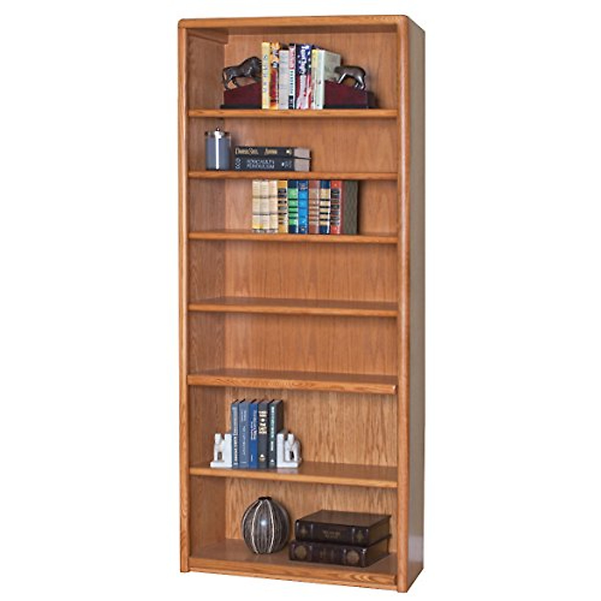 Martin Furniture Contemporary 7 Shelf Wood Bookcase in Medium Oak