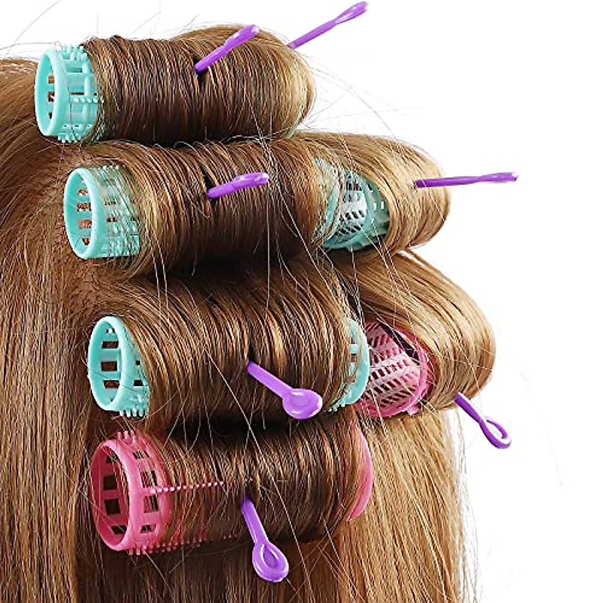 200 Pieces Hair Roller Pins plastic pins roller picks for fixed old fashioned hair rollers and brush roller curlers Hair styling tool needle structure knitting tool (purple)