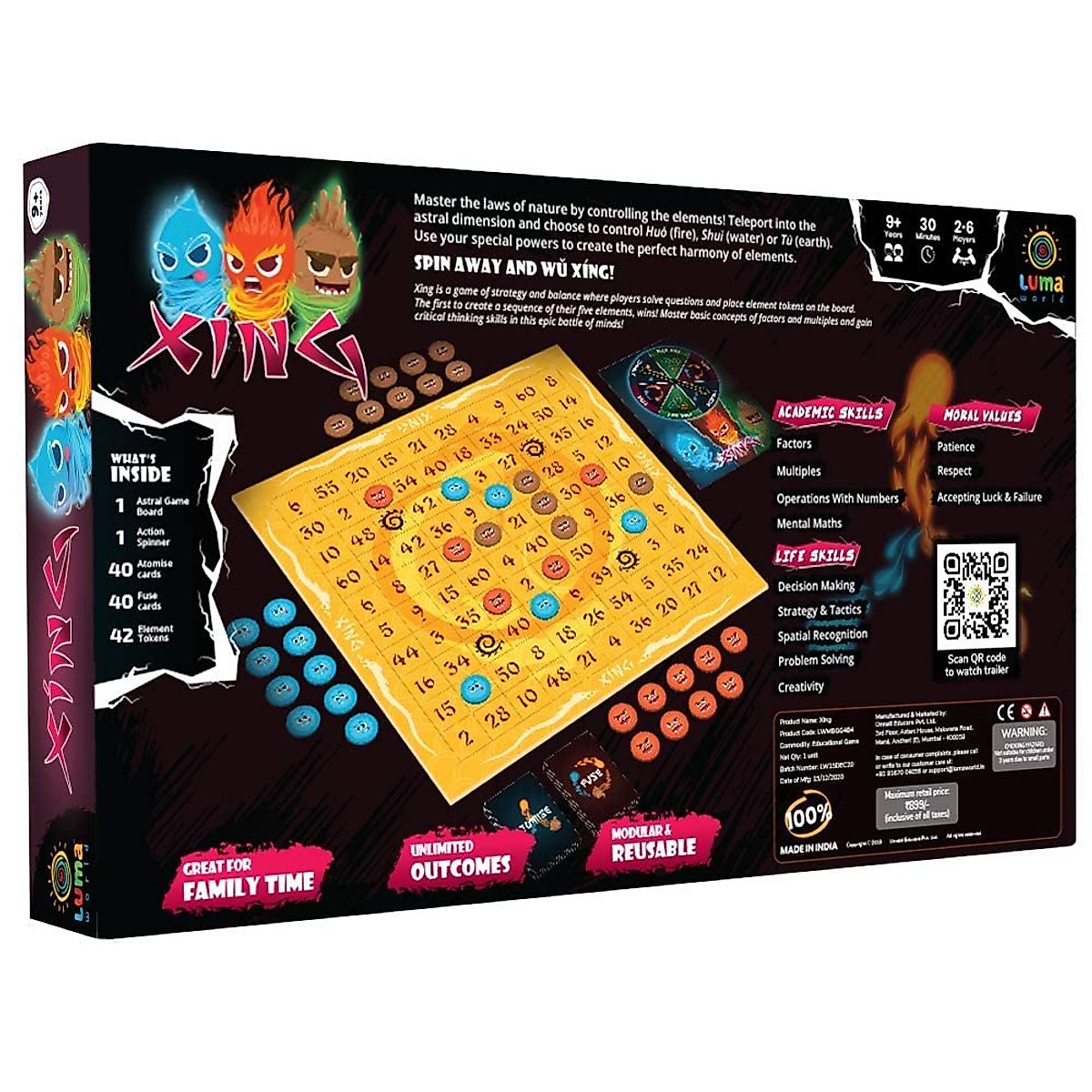 Luma World STEM Educational Board Game Xing for Ages 9+ Years to Learn Multiplication, Tables, Mental Math, Strategy, Resource Management, Easy to Learn and Play, up to 6 Players