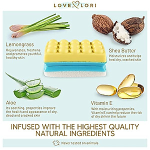 2-in-1 Pumice Stone for Feet & Foot Scrub Lemongrass Soap by Love Lori – Foot Pumice Stone Works as Foot Exfoliator Tool, Callus Remover, Foot Scrubber - Pedicure Kit Self Care Gifts for Women