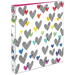 AVERY + Amy Tangerine Designer Collection Binder, 1"Round Rings, 175-Sheet Capacity, Hatch mark Hearts (28320)