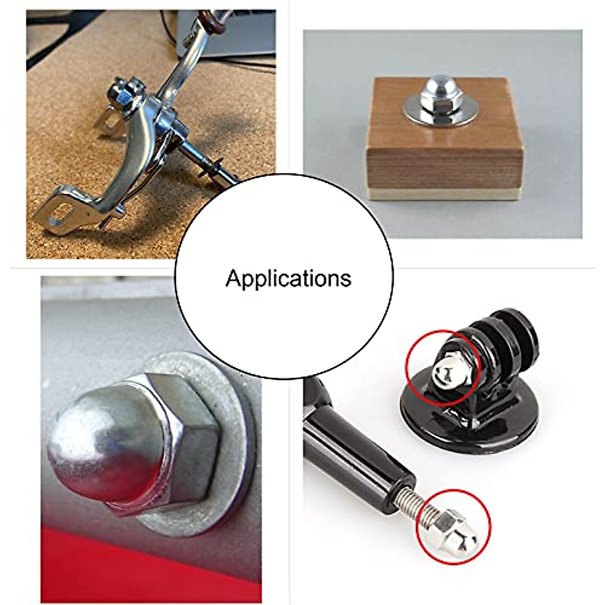 binifiMux 100pcs M4-0.7mm Acorn Cap Nuts, 304 Stainless Steel / A2-70/18-8, Plain Finish, DIN1587