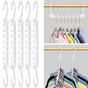 HOUSE DAY Magic Hangers Space Saving 10 Pack, Upgraded Sturdy Smart Space Triangles for Hangers, Premium Hanger Hooks Triple Closet Space, Closet Organizers and Storage, College Room Essentials, White