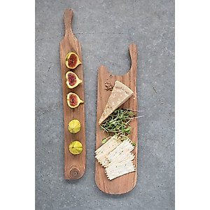 Creative Co-Op Abstract Acacia Wood Cheese/Cutting Board with Handle