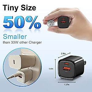 Mcdodo USB C Charger,33W USB C Fast Charger Block Mini Size Dual USB-C and USB-A GaN Charger Type C Fast Charging Block Power Adapter for iPhone 14/14 Pro/14 Pro Max/13, iPad pro,Samsung 22