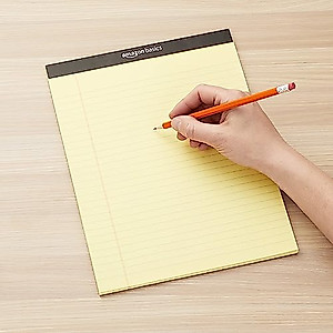 Amazon Basics Wide Ruled Lined Writing Note Pad, 8.5" x 11.75", Canary, 600 Perforated Sheets, 12-Pack of 50