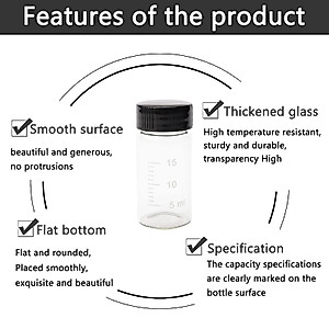 JIUWU 8 Pcs Transparent Glass Vials with Graduations 20 ml Clear Lab Sample Glass Bottles Vials Jars Tubes with 4 Funnels