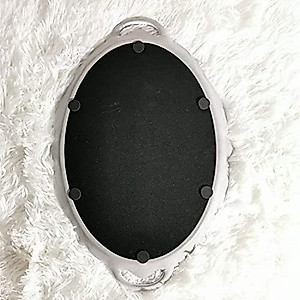 Yamfurga Oval Decorative Mirror Tray, French Style, Makeup Organizer, Jewelry Organizer, Serving Tray, 9.8"x 14.6", Golden Silver