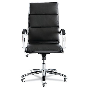 Alera ALENR4119 Neratoli Series High-Back Slim Leather Chair - Black/Chrome