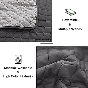 Exclusivo Mezcla Ultrasonic Reversible 3 Piece King Size Quilt Set with Pillow Shams, Lightweight Bedspread/Coverlet/Bed Cover - (Grey, 92"x104")