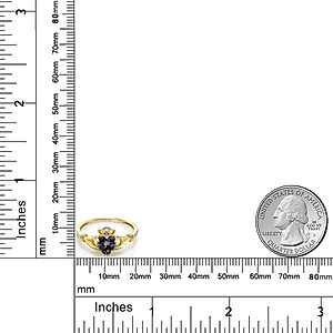 Gem Stone King 10K Yellow Gold Irish Celtic Claddagh Green Mystic Topaz and Diamond Accent Women Heart Shape Ring (1.01 Cttw, Gemstone Birthstone, Available In Size 5, 6, 7, 8, 9)