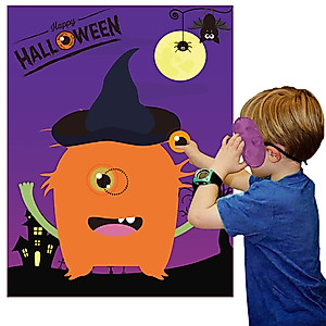 Funnlot Halloween Games for Kids Party Halloween Party Games for Kids Pin The Eye on The Monster Game Halloween Party Games Activities Halloween Pin The Tail (Pin The Eye on The Monster)
