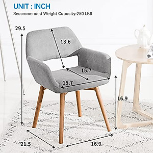 Homy Grigio Modern Dining Chairs Set of 4, Kitchen & Dining Room Chairs Dining Chairs Set of 2 for Living Room Bedroom Dining Room Arm Chairs Guest with Solid Wood Legs (Set of 2,Gray)