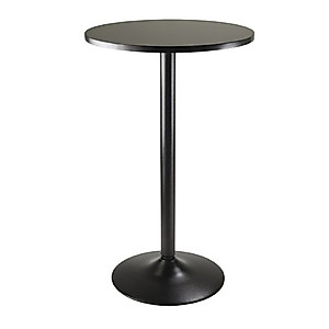 Winsome Obsidian Pub Table Round Black Mdf Top with Black Leg And Base - 23.7-Inch Top, 39.76-Inch Height, Pack of 1