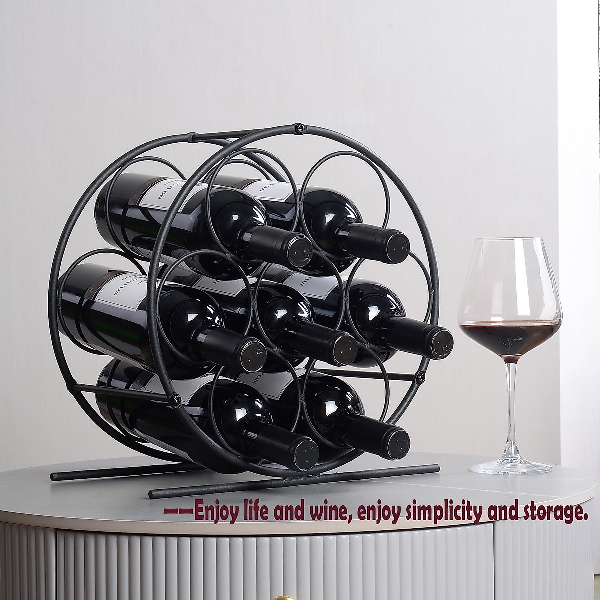 GOSSI 3- Tier Home Wine Bar Restaurant Hotel for Wine Lovers Wine Rack Standing Floor Cabinets Wine Bottle Holders Stands - Black 7 Bottle Metal Stand Christmas Decorations（23035）