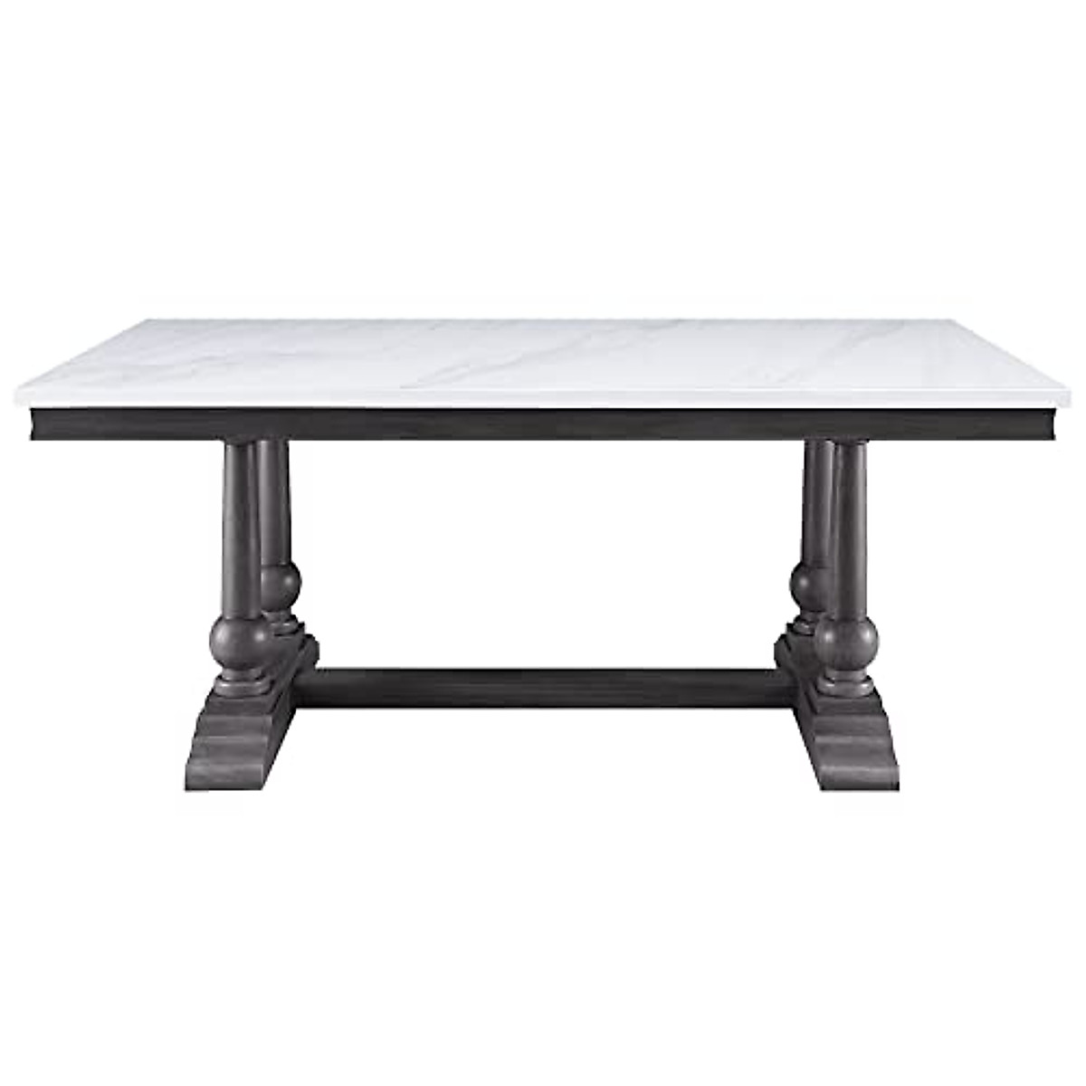 Acme Furniture Marble Rectangular Dining Table, White/Gray Oak