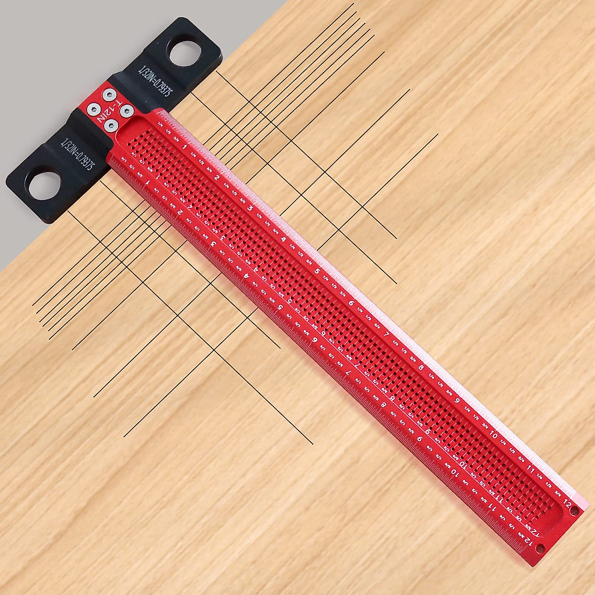 HFM Woodworking Scriber T-Square Ruler 12 inch, Architect Ruler for Carpenter Work, Layout and Measuring, Aluminum Alloy Square Layout Scriber