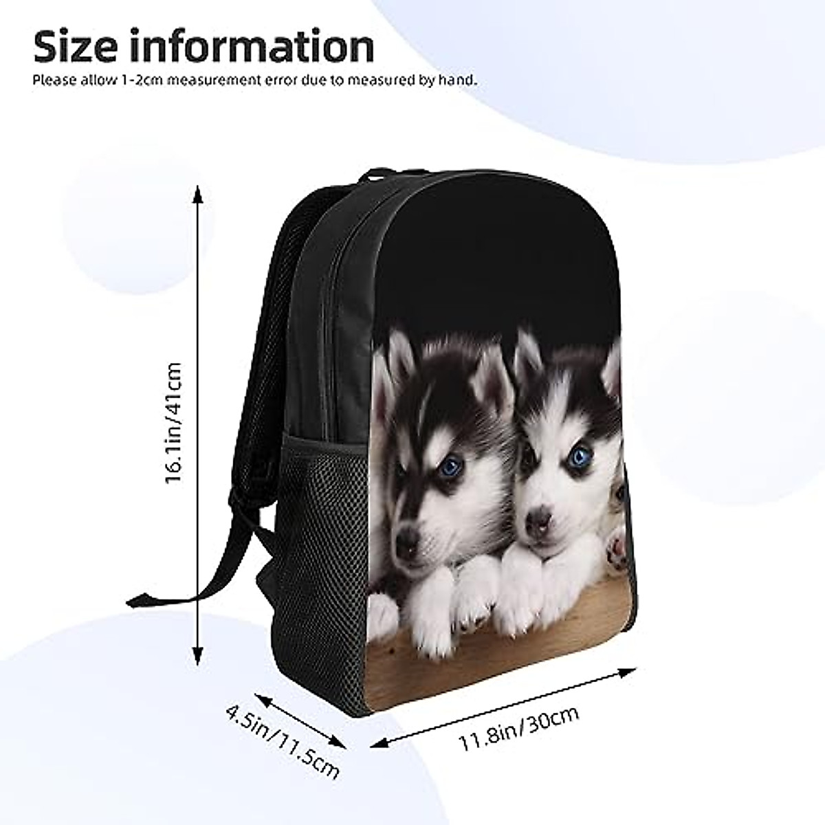 QQLADY Husky Dog Travel Backpack for Women Men Carry On Backpack Waterproof 15.6inch Laptop Backpack Hiking Casual Bag Backpack