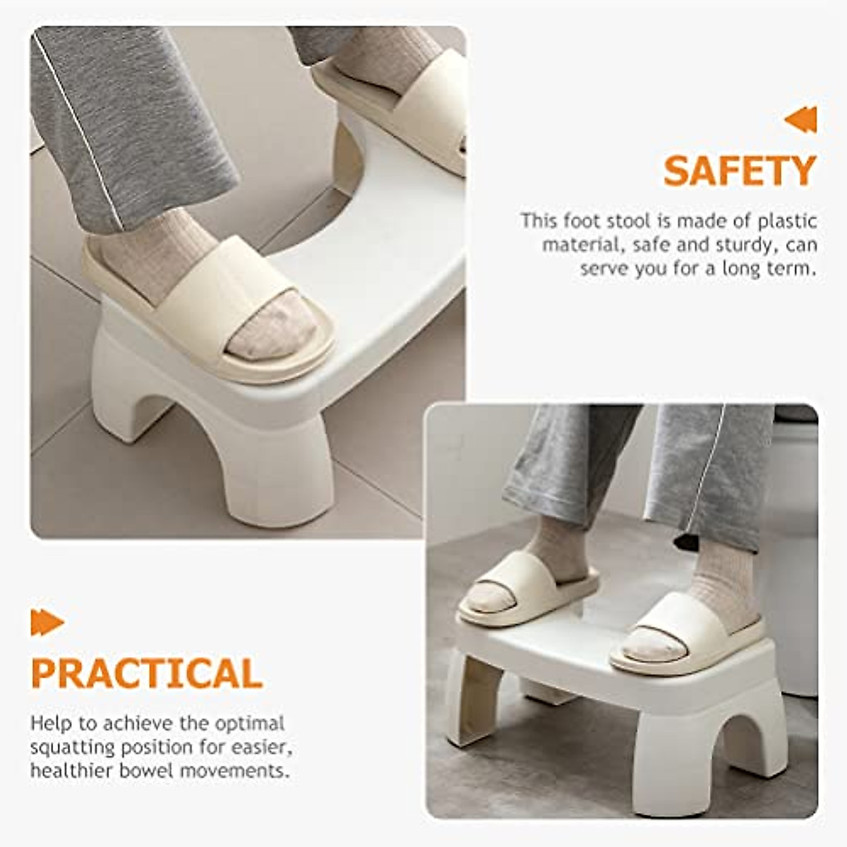 Housoutil Bathroom Step Stool Potty Toilet Stool Squatting Poop Stool Baby Step Stool for Bathroom Non-Slip Potty Stool for Children and Adults in Bathroom Toilet White Toilet Stool