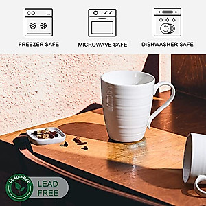 Vidalenta Coffee Mugs Set of 6, 12 oz Ceramic Coffee Cups White Coffee Mugs Latte Mugs, Tea Cups Drinking Cups for Cocoa or Hot Chocolate, Microwave & Dishwasher Safe