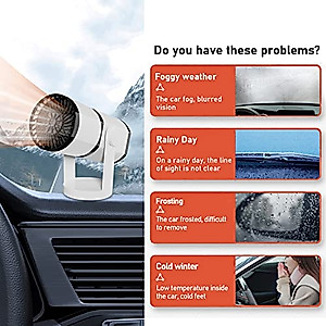 TTSITG Portable Car Heater Defroster, 12V 150W Car Defroster Defogger with 360 Degree Rotary Base 2 in 1 Plug in Cigarette Lighter Car Heater and Cooling Fan for Automobile Windscreen Winter (12V)
