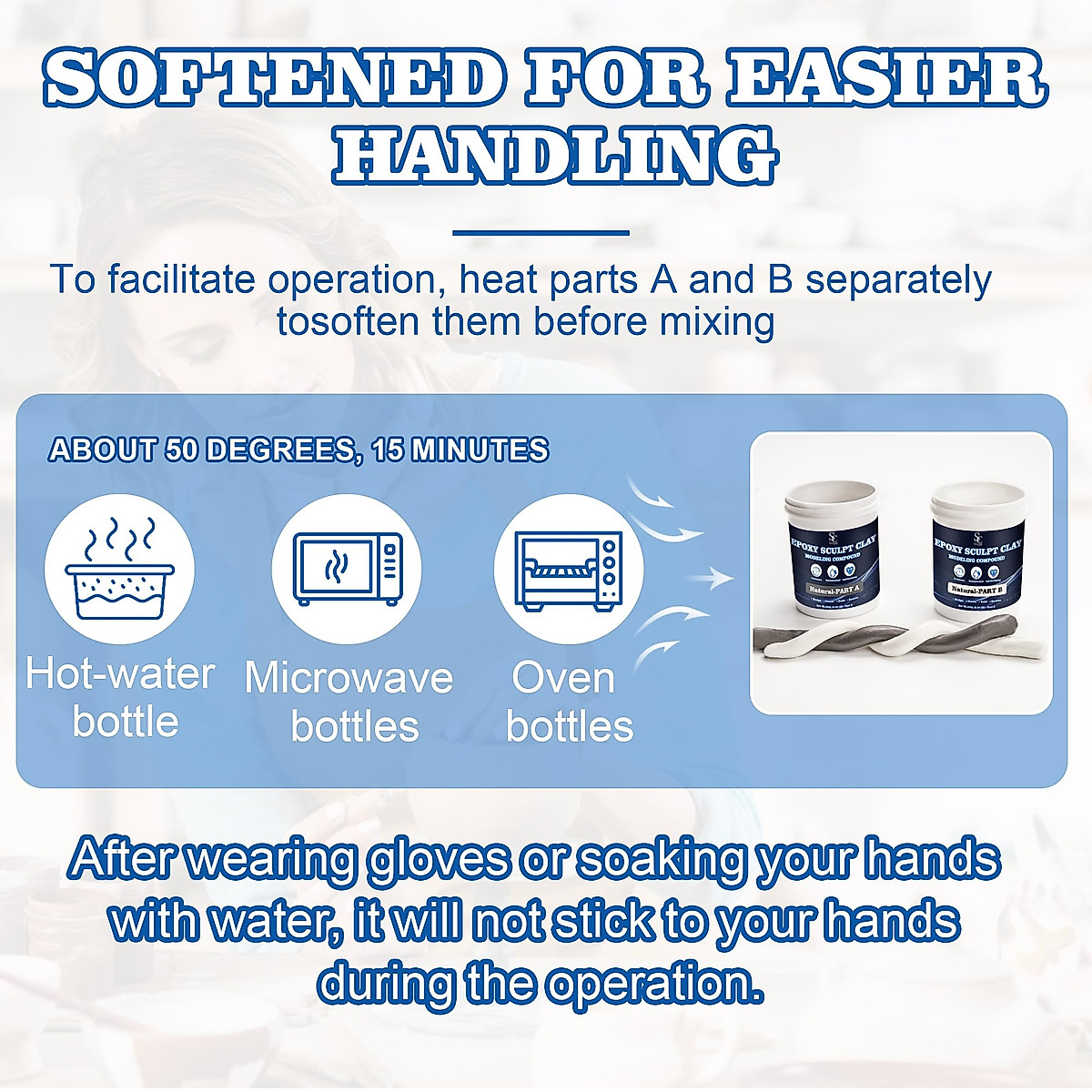 Seocam Epoxy Sculpt Clay, Epoxy Putty for Epoxy Sculpt, 2 Part Modeling Compound (A & B) of Sculpting Clay, Magic Sculpt Epoxy Clay for Sculpting, Modeling, Building and Repairing, 1 Pound, Natural