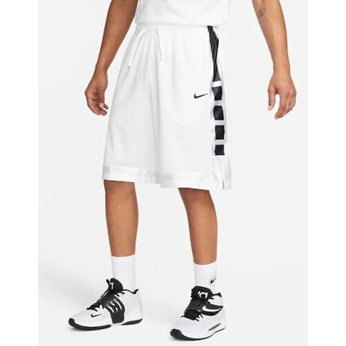 Nike Mens Dri-FIT Elite Basketball Shorts L White/Black