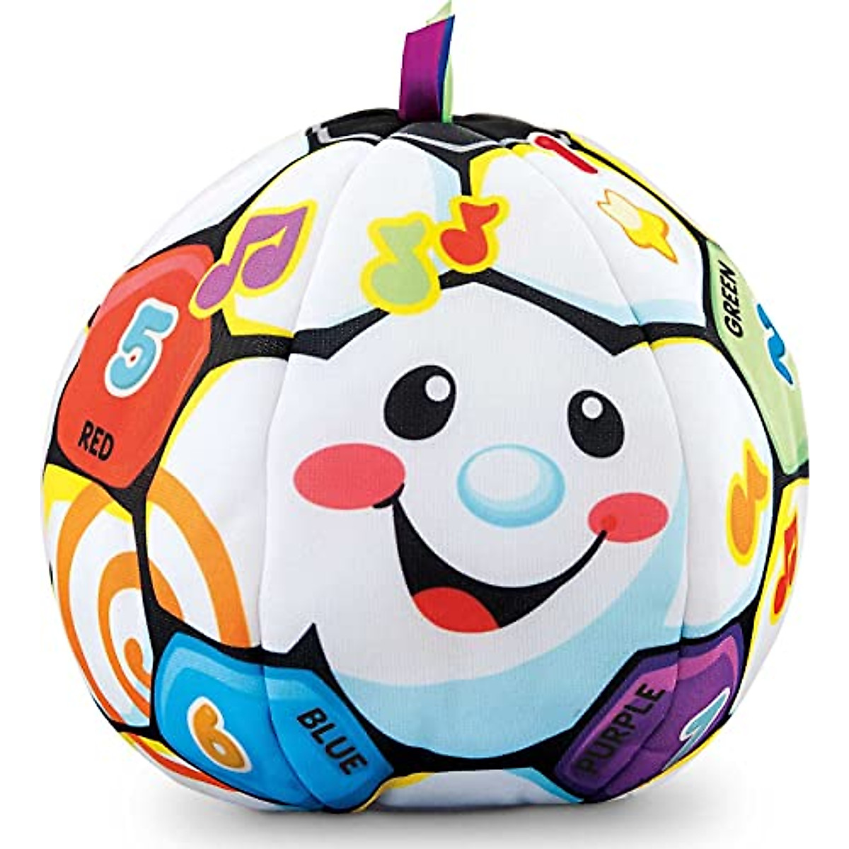 Fisher-Price Baby Learning Toy Laugh & Learn Singin’ Soccer Ball Musical Plush with Sounds & Phrases for Infants Ages 6+ Months