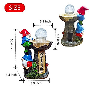 Garden Gnome Statue - with Solar LED Light Magic Ball, Gnomes Decorations for Yard,Funny Garden Gnomes Perfect for Lawn Decorations, Garden Decor, Patio and Housewarming Gifts