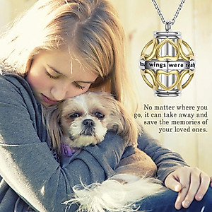 Bolelis 925-Sterling-Silver Cremation Urn Necklace for Ashes - Memorial Keepsake Pendant Jewelry for Human Ashes Women Men (Your wings were ready But my heart was not)