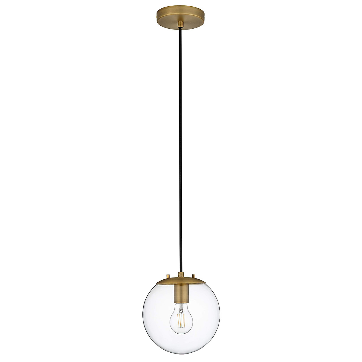 Linea di Liara Sferra Modern Large Glass Pendant Light Kitchen Island Brass Pendant Lighting Clear Glass Globe Pendant Light Mid Century Hanging Light Fixture, LED Bulb Included, UL Listed