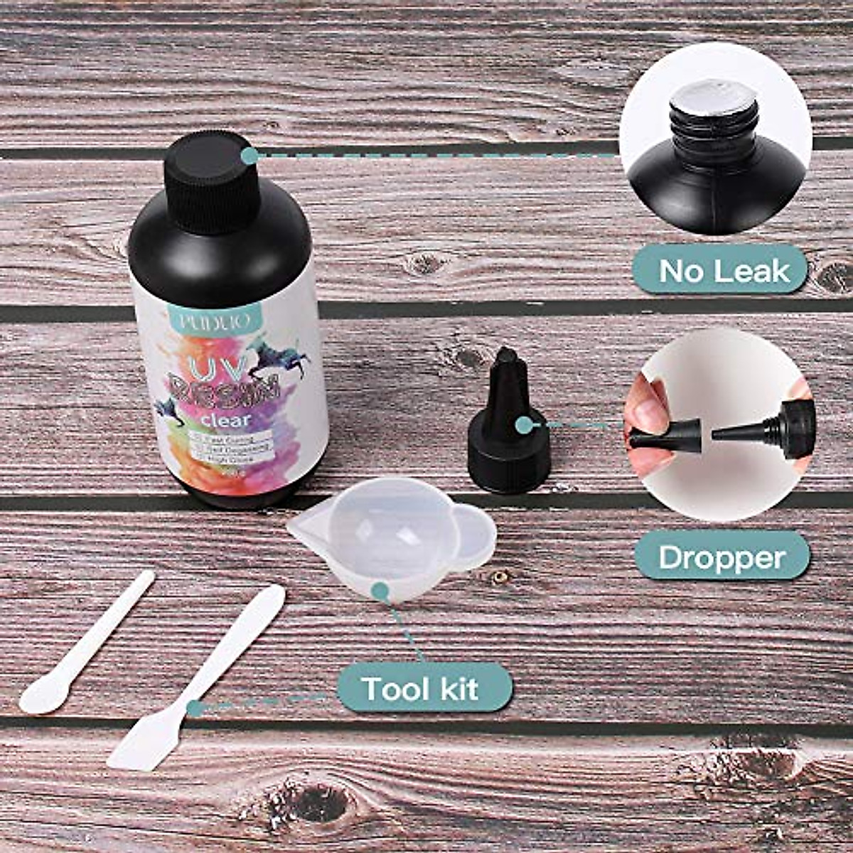UV Resin Kit Clear Crystal for Jewelry Making 200g, Hard Type UV Epoxy Resin Glues Craft Kit for Molds with Starter Tool Kit by Puduo