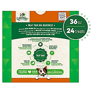 Greenies Large Natural Dog Dental Treats, Sweet Potato Flavor, 36 oz. Pack (24 Treats)