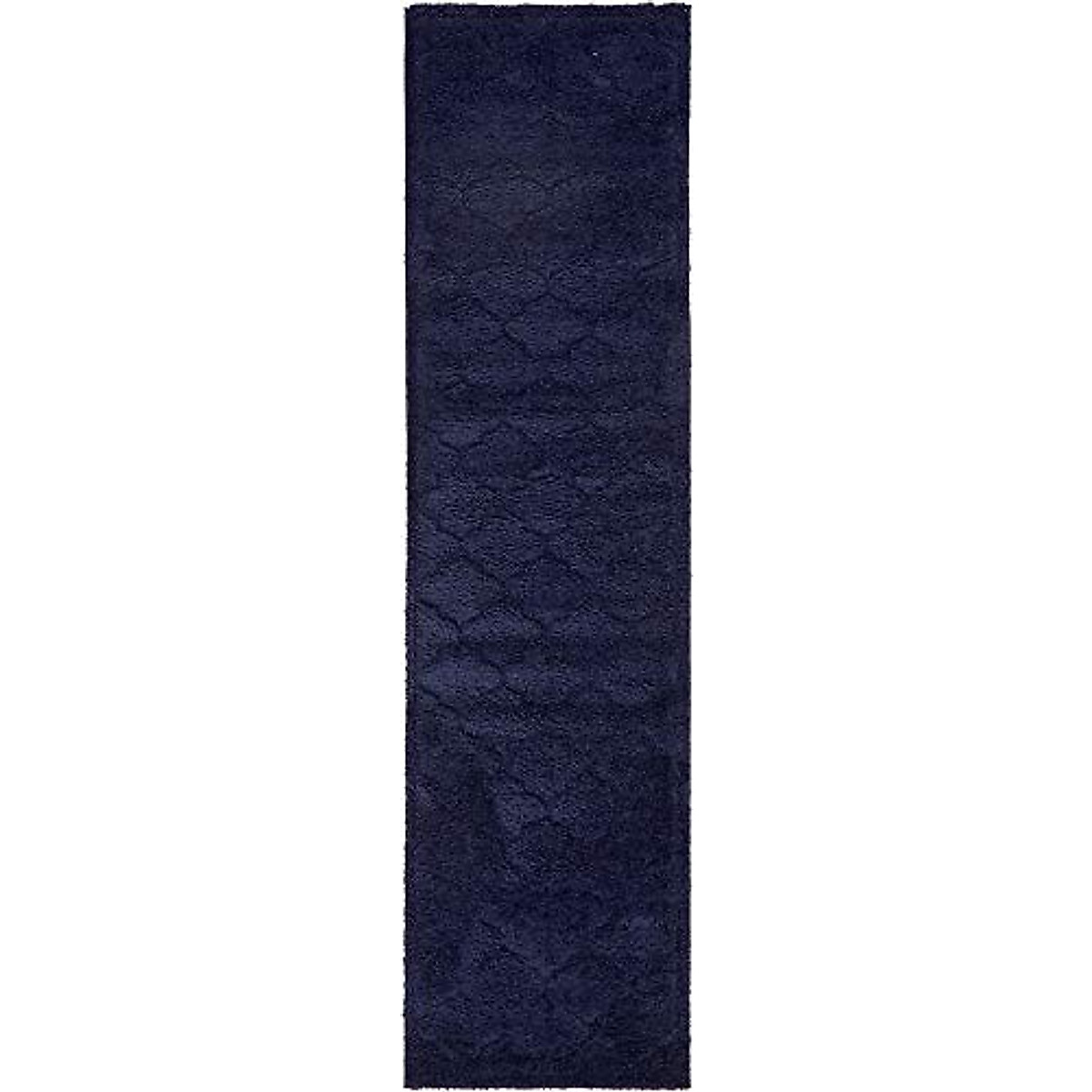 Unique Loom Trellis Shag Collection Plush Geometric Modern Moroccan Lattice Navy Blue Runner Rug (2' 7 x 10' 0)