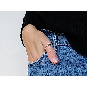 SOVATS Small Open Circle Thumb Ring for Women 925 Sterling Silver Rhodium Plated - Simple, Stylish &Trendy Nickel Free Ring, Size 9