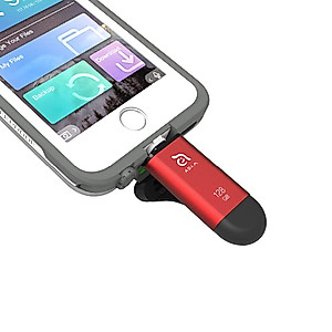 ADAM elements iKlips C MFi Certified Lightning + USB C Flash Drive for iPhone, iPad Pro, Mac, PC, Android - Touch ID/Face ID Secured (Black, 128GB)