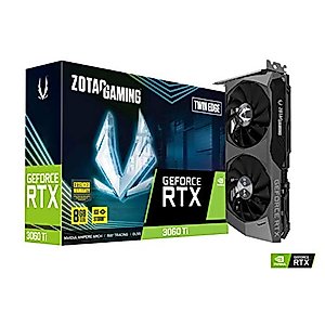 ZOTAC Gaming GeForce RTX 3060 Ti Twin Edge 8GB GDDR6 256-bit 14 Gbps PCIE 4.0 Gaming Graphics Card, IceStorm 2.0 Advanced Cooling, Active Fan Control, ZT-A30610E-10M
