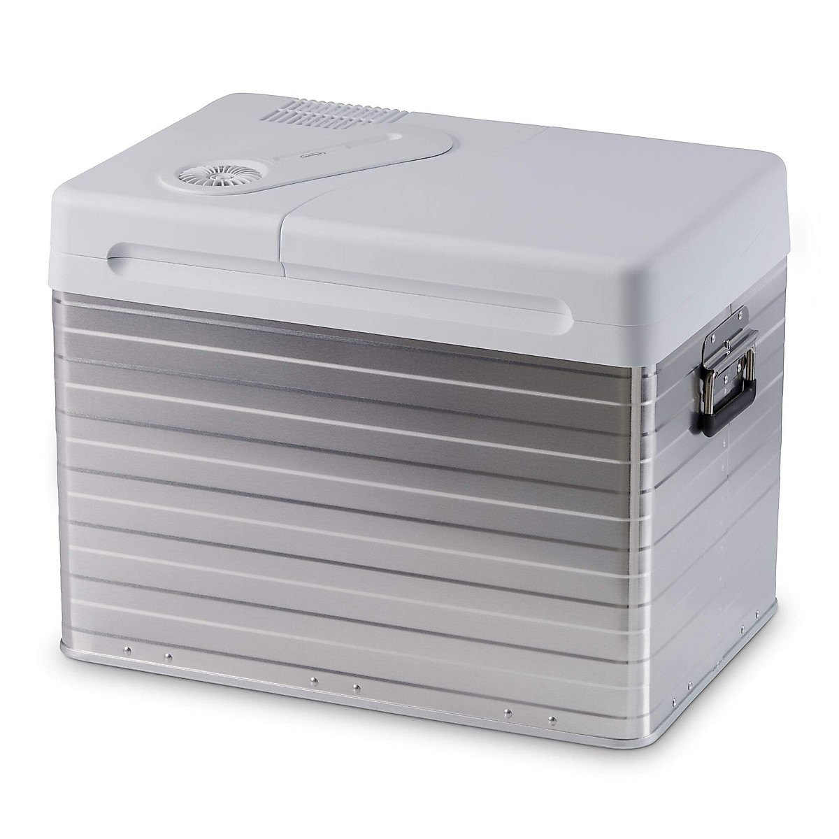 Mobicool MQ40A Portable Thermoelectric Cooling Cooler with Classic Aluminum Trunk Look, 53 Can Capacity, Cool Down to 30°F Below Ambient Temperature