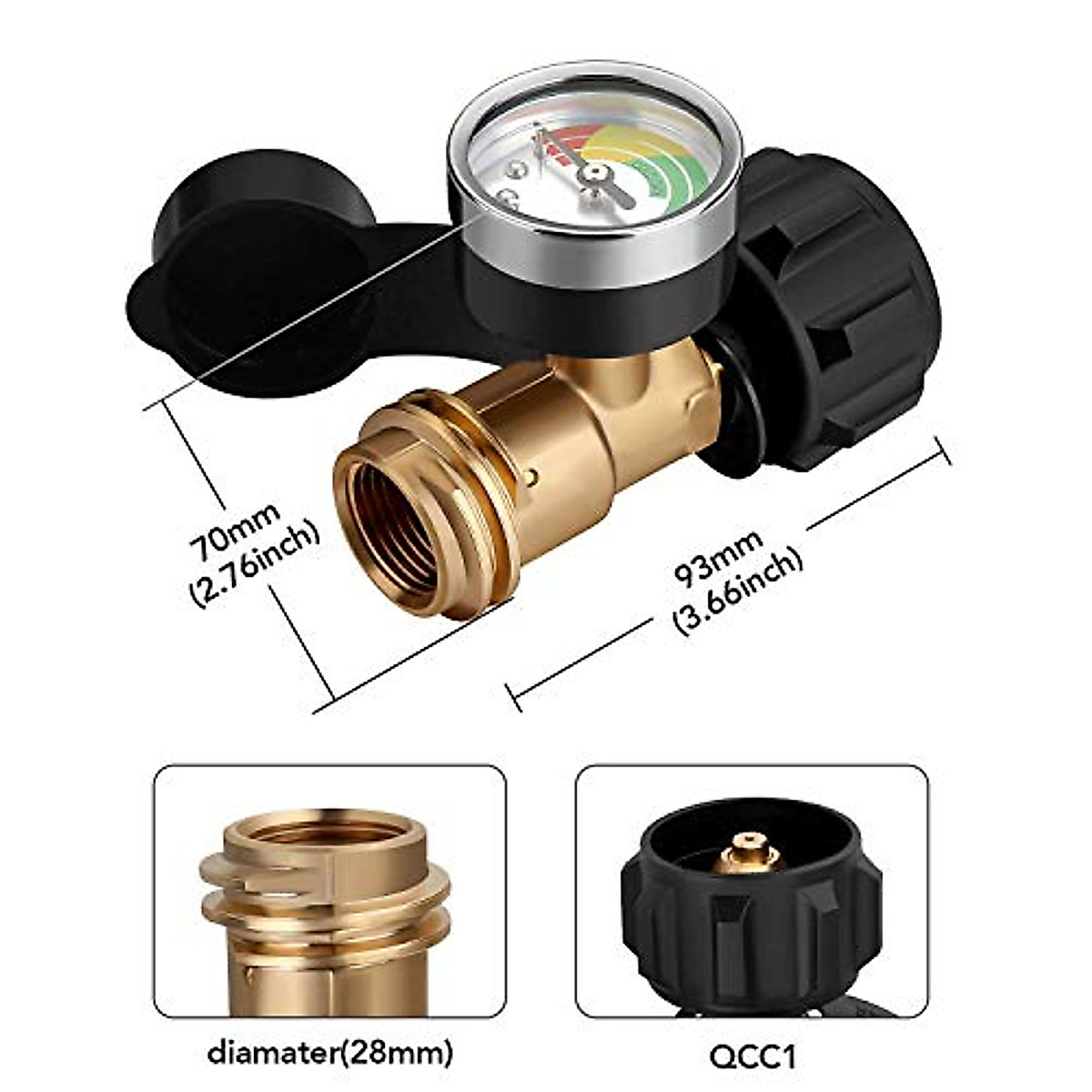 WADEO Bundle - 2 Items-Upgraded Propane Tank Gauge Level Indicator, LP Tank Gauge for 5-40 lb Propane Tank - 12 FT Propane Quick Connect Hose for RV to Gas Grill