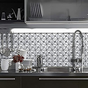HomeyMosaic Peel and Stick Backsplash Tile for Kitchen Bathroom Countertops Fireplace Contact Metal Wall Stickers Decor Windmill Puzzle Glass Mixed(5 Sheets,Silver)