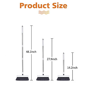 Broom with Dustpan Combo Set, 3 in 1 Brooms for Sweeping Indoor and Outdoor Long Handle Broom and Dustpan Set Push Broom Heavy Duty for Home Cleaning Bathroom Kitchen