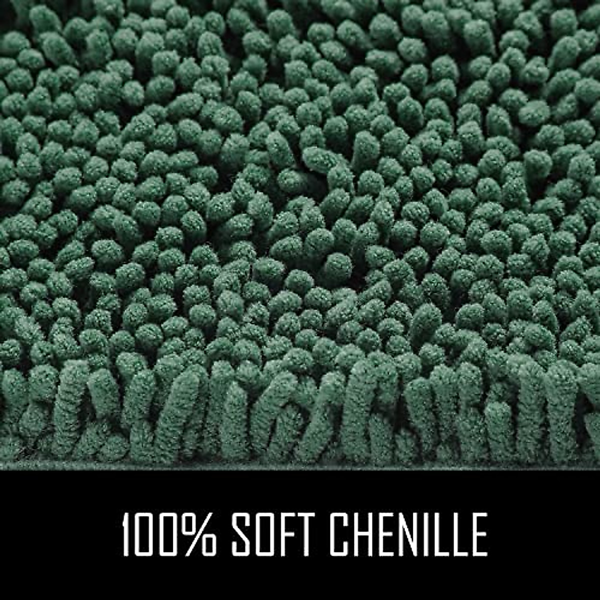 Nulubuu Chenille Extra Soft Bathroom Rug Mat, 16 x 24 Inches, Extra Absorbent Shaggy and Non Slip Rug, Machine Wash Dry, Green